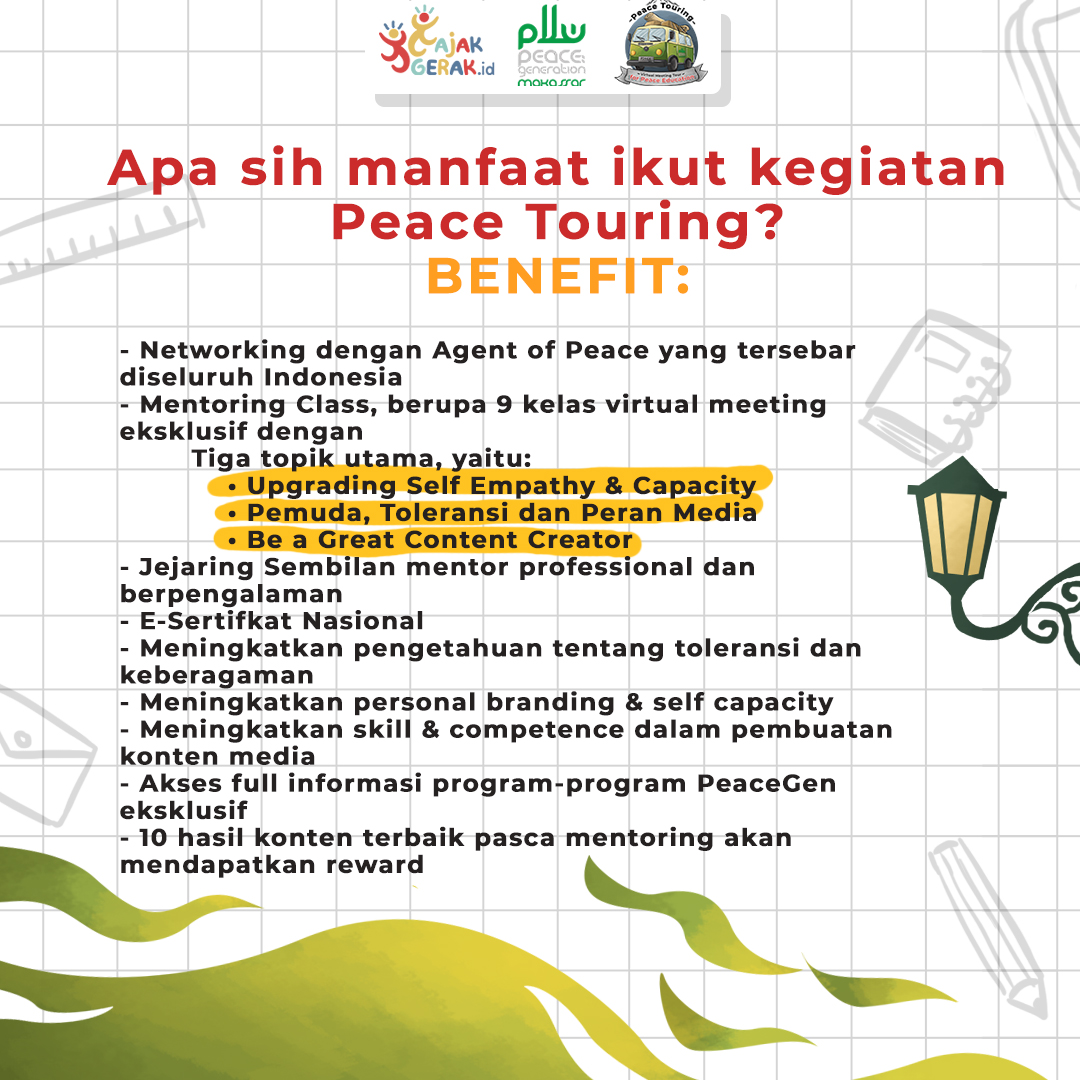 Indorelawan - PEACE TOURING (Virtual Meeting for Peace Education